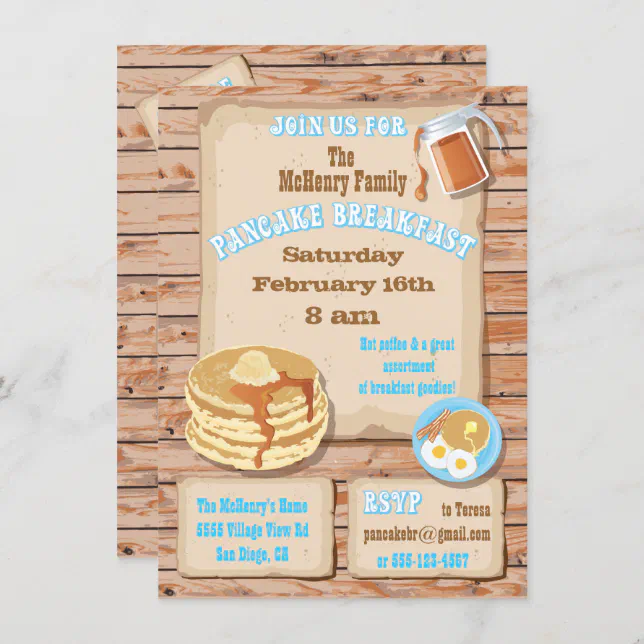 Pancake Breakfast Party Invitations | Zazzle