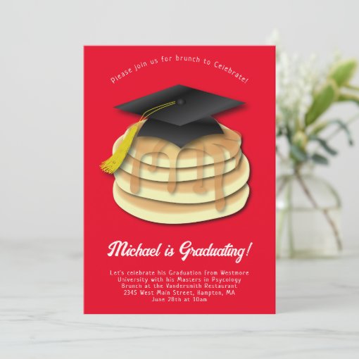 Pancake Brunch Graduation Party Invitation | Zazzle
