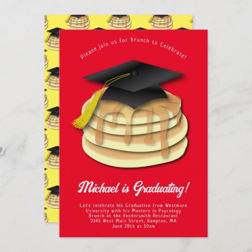 Pancake Brunch Graduation Party Invitation | Zazzle