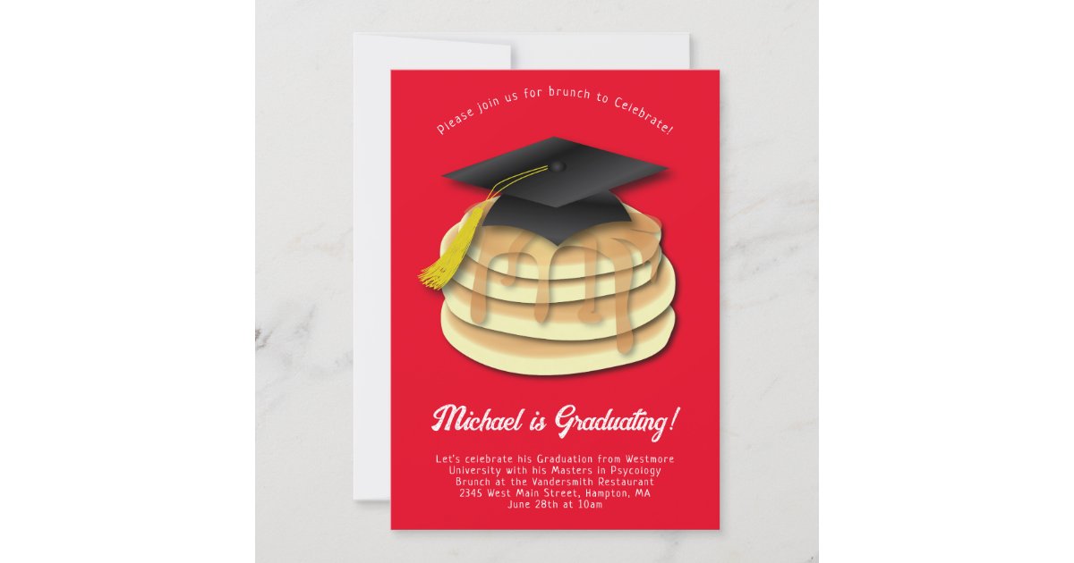 Pancake Brunch Graduation Party Invitation | Zazzle