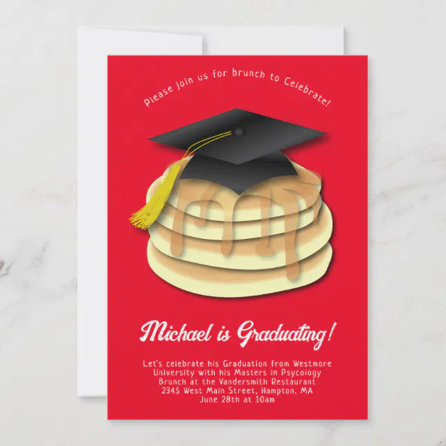 Pancake Brunch Graduation Party Invitation | Zazzle