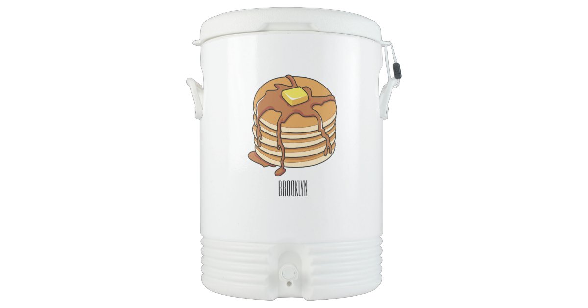 Pancake cartoon illustration beverage cooler | Zazzle