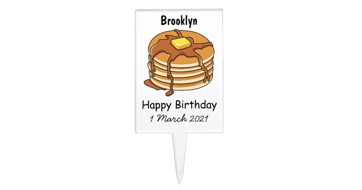 Pancake cartoon illustration cake topper | Zazzle