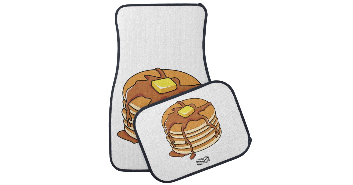 Pancake cartoon illustration car floor mat | Zazzle