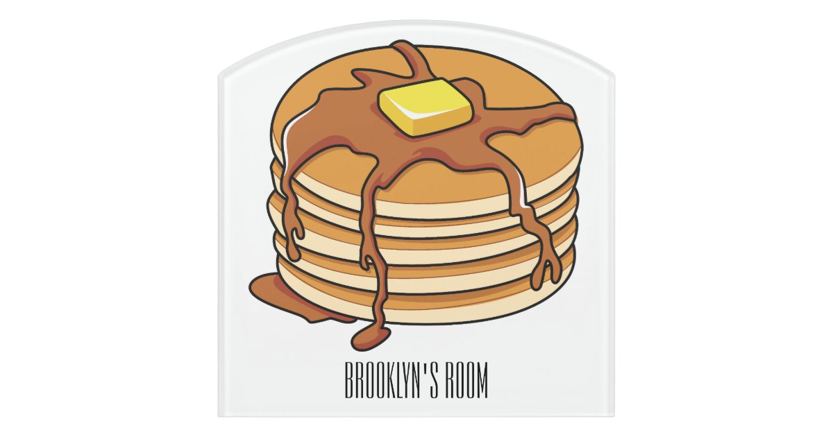 Pancake cartoon illustration door sign | Zazzle