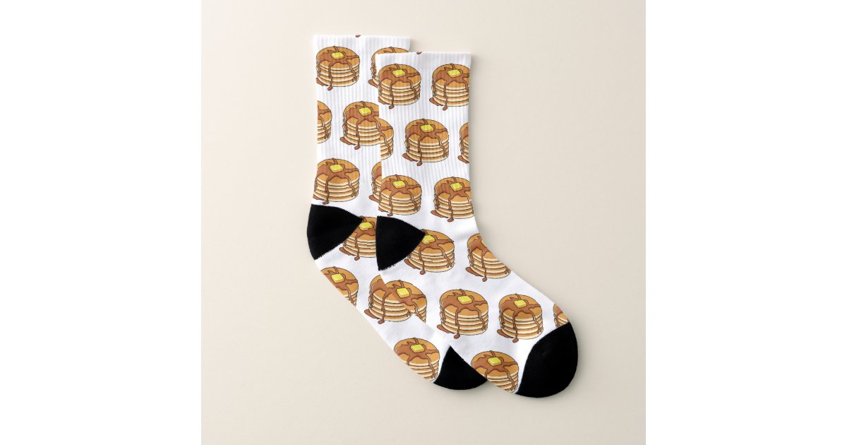 Pancake cartoon illustration socks | Zazzle