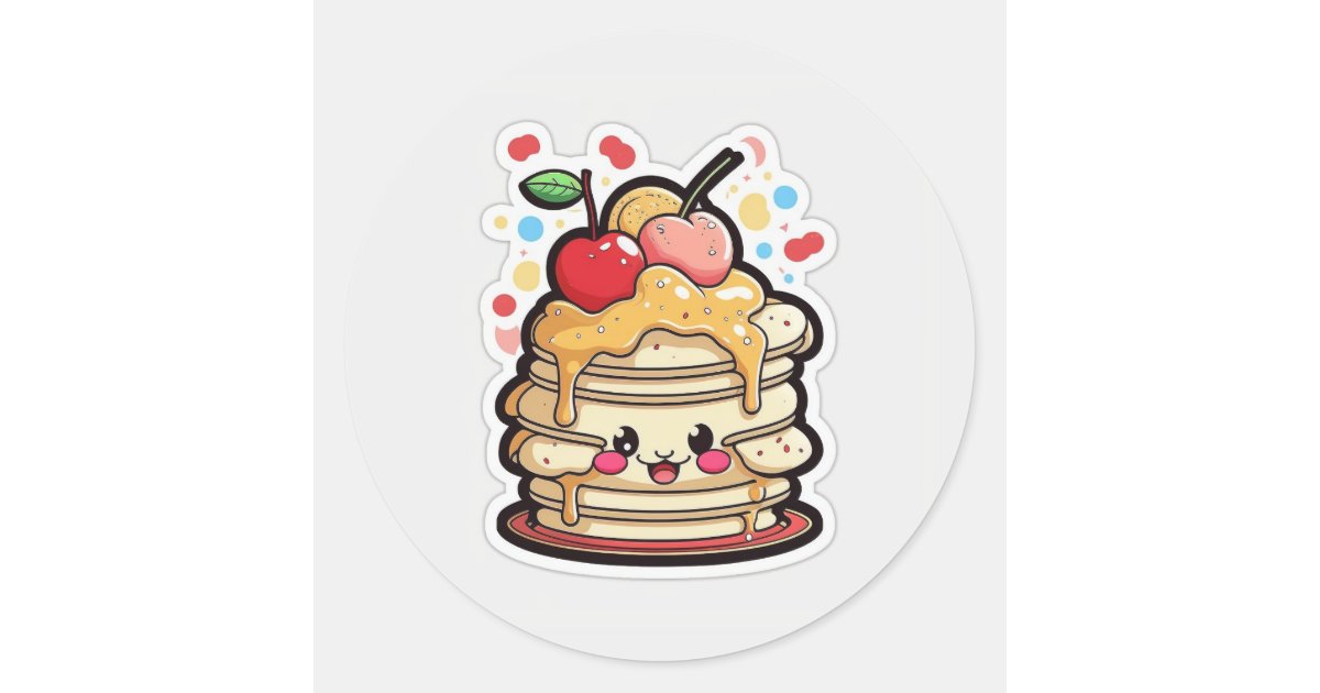 Pancake Pals: Adorable Breakfast Stickers | Zazzle