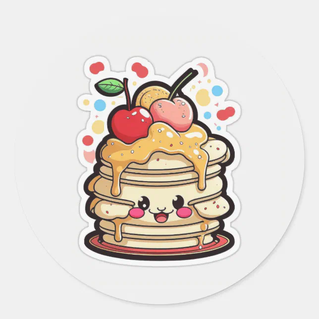 Pancake Pals: Adorable Breakfast Stickers | Zazzle