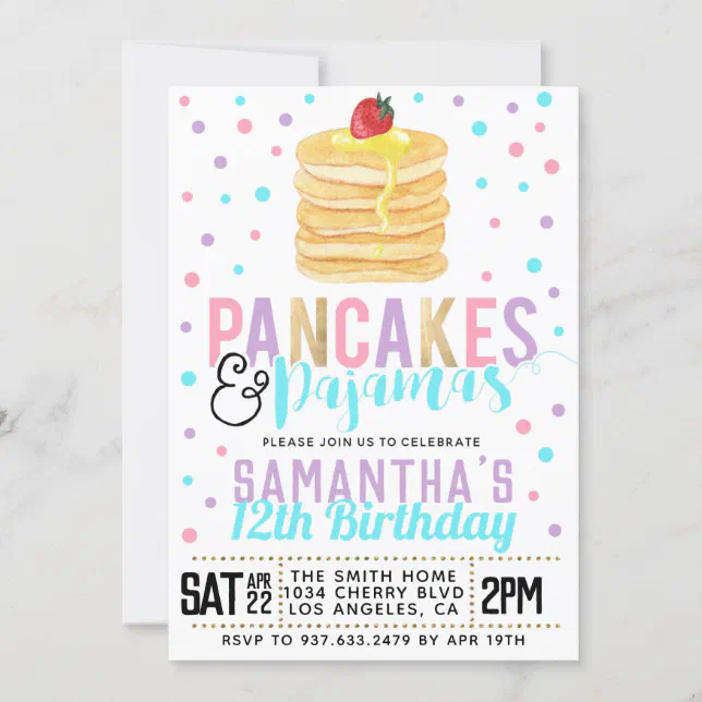 Pancakes And Pajamas Birthday Invitation Zazzle