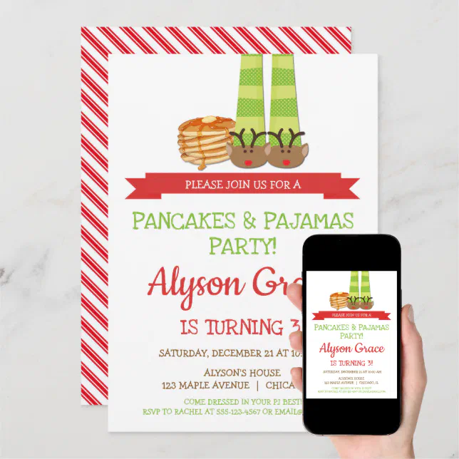 Pancakes And Pajamas Birthday Party Invitation Zazzle