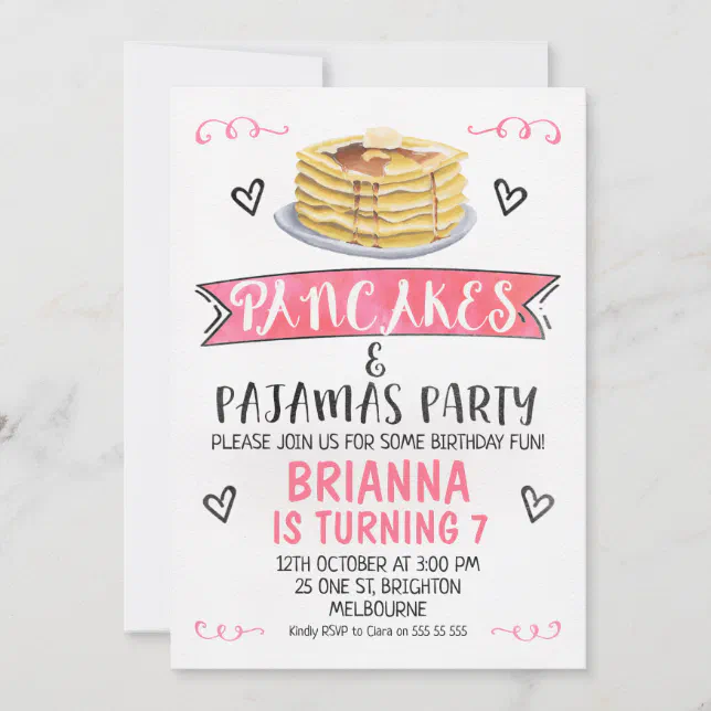 Pancakes and Pajamas Birthday Party Invitation | Zazzle