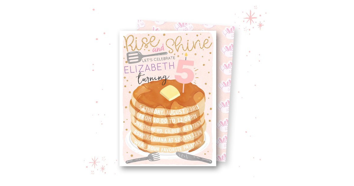 Pancakes and Pajamas Sleepover Birthday Invitation | Zazzle