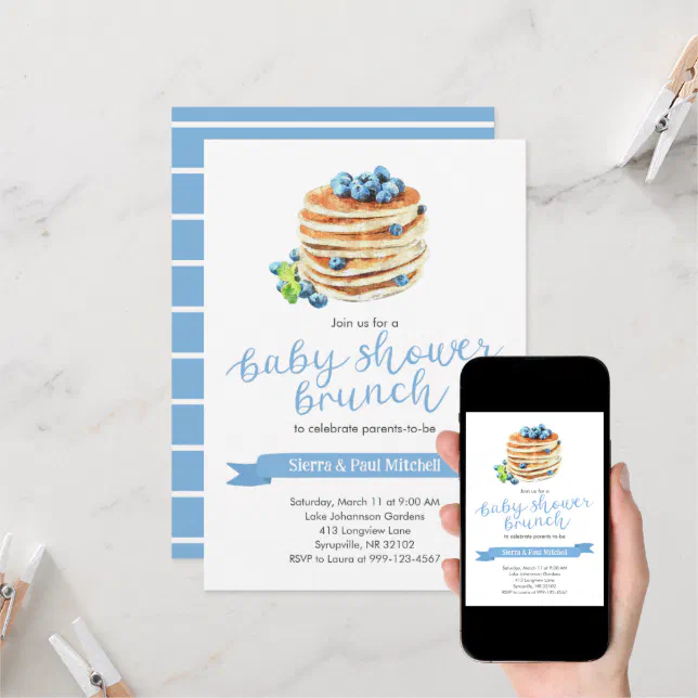 Pancakes Baby Shower Brunch Invitation | Zazzle
