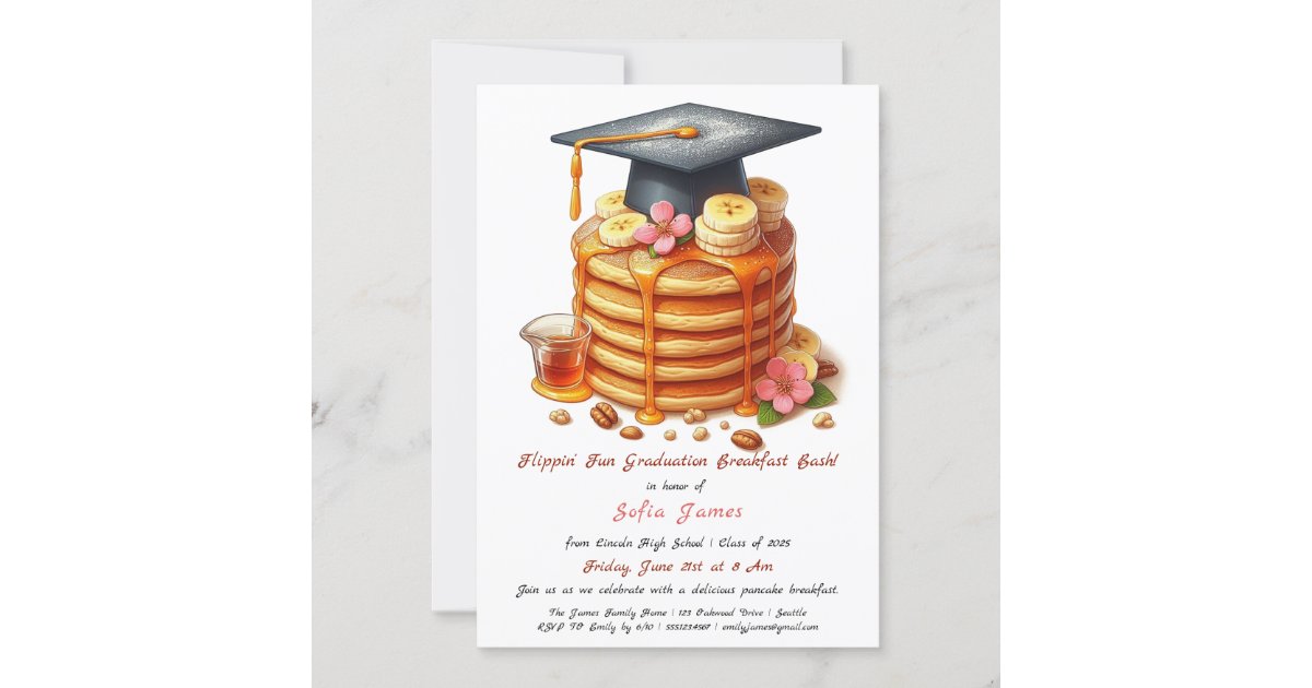 Pancakes Graduation Party Invitation | Zazzle