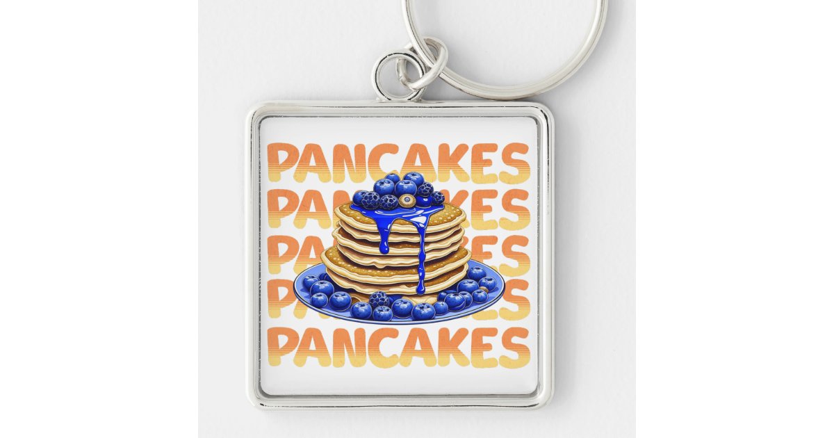 Pancakes Topped with Blueberries Keychain | Zazzle