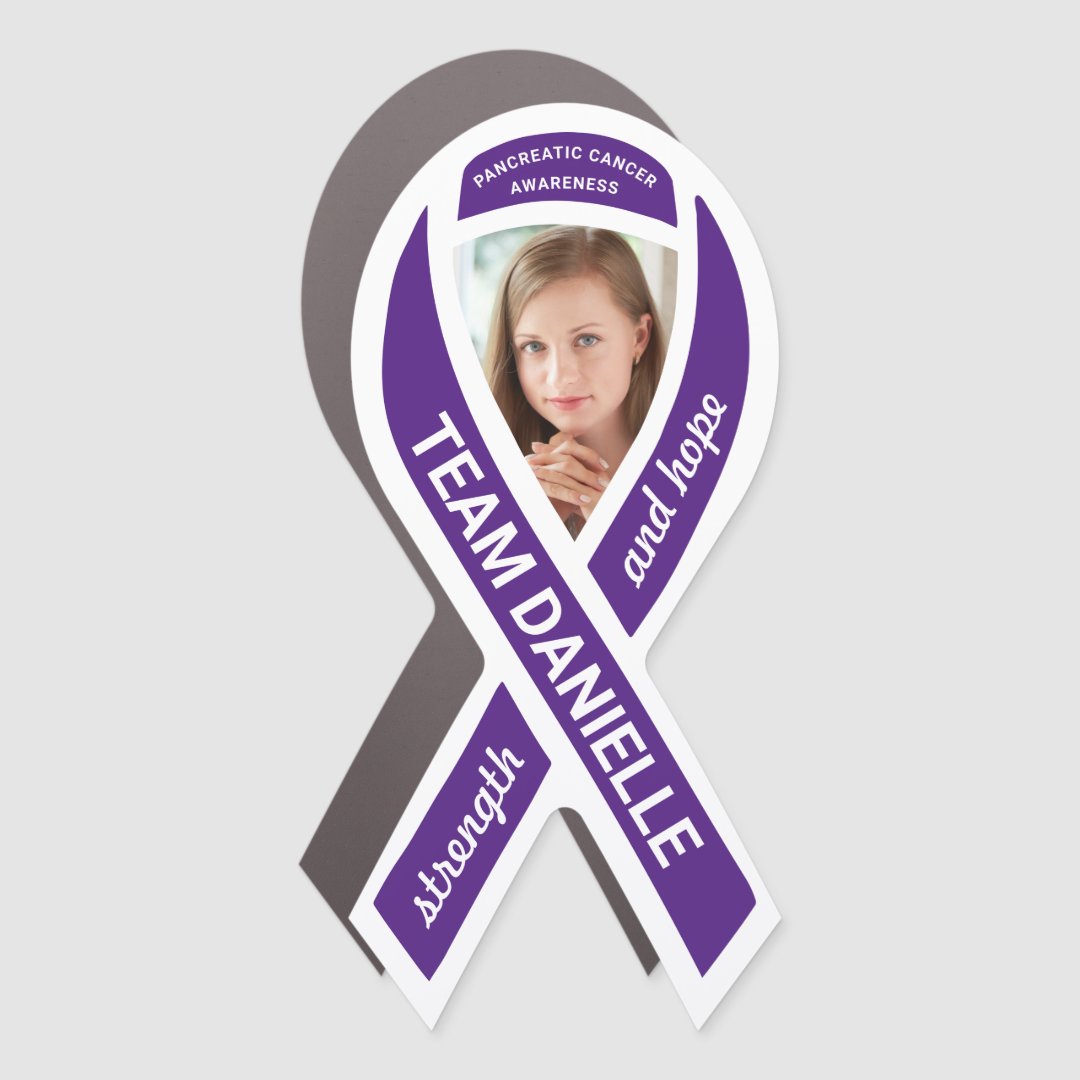 Pancreatic Cancer Awareness Photo Purple Ribbon Car Magnet | Zazzle