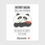 Panda Anti Racism Quote Sticker | Zazzle