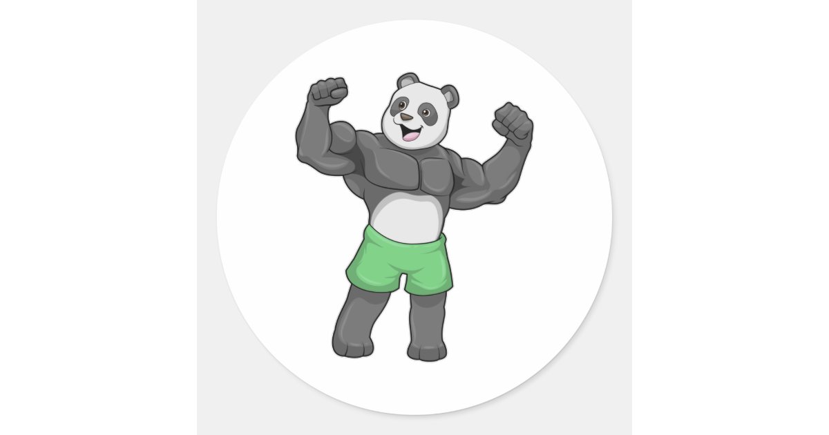Panda as Bodybuilder at Bodybuilding Classic Round Sticker | Zazzle