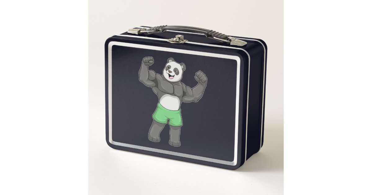 Panda as Bodybuilder at Bodybuilding Metal Lunch Box | Zazzle