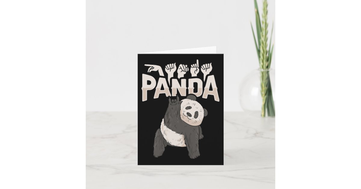 Panda Asl Hand Gesture Deaf Hearing Loss Awareness Card | Zazzle