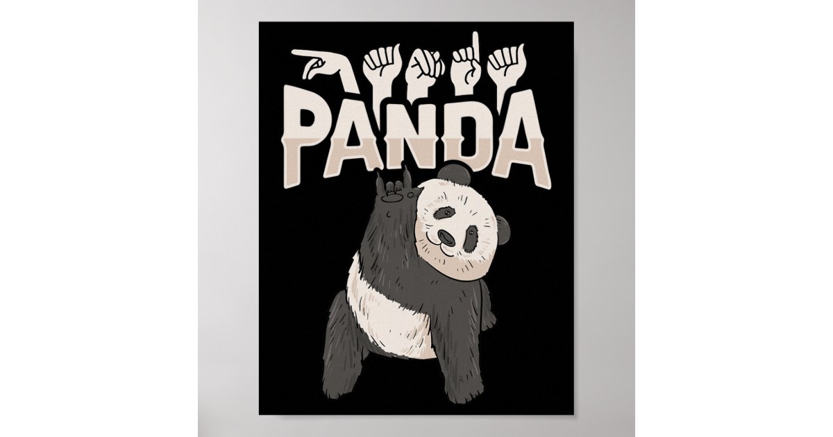 Panda Asl Hand Gesture Deaf Hearing Loss Awareness Poster | Zazzle