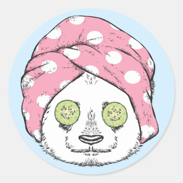 Panda At The Spa Classic Round Sticker | Zazzle