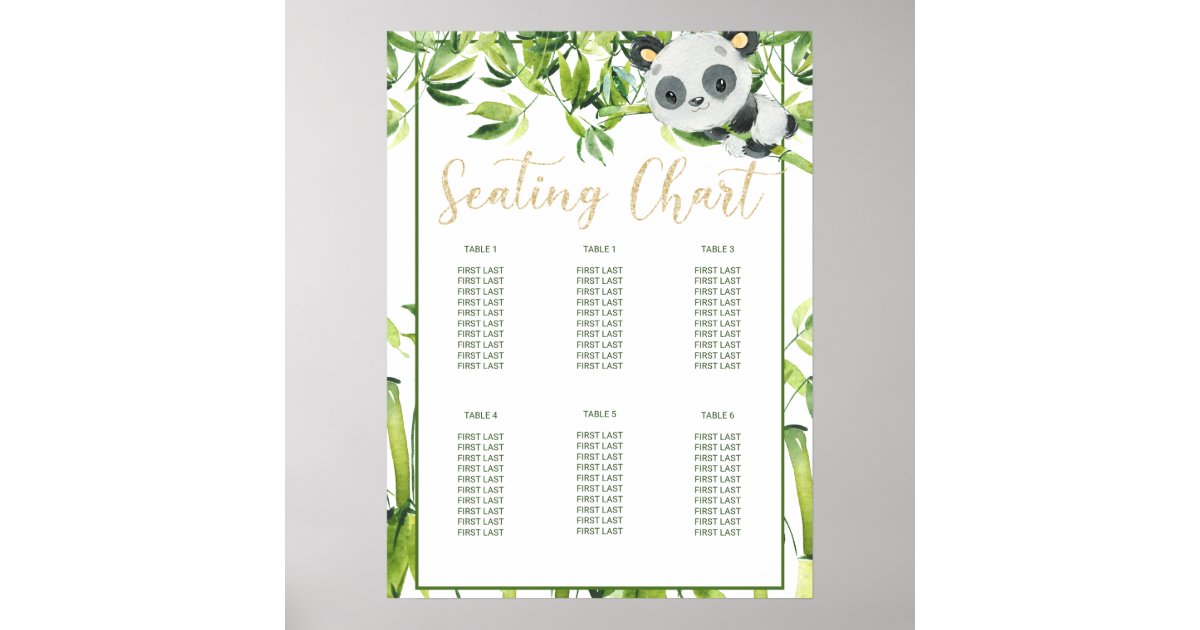 Panda Baby Shower Birthday Party Seating Chart | Zazzle