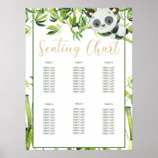 Panda Baby Shower Birthday Party Seating Chart | Zazzle