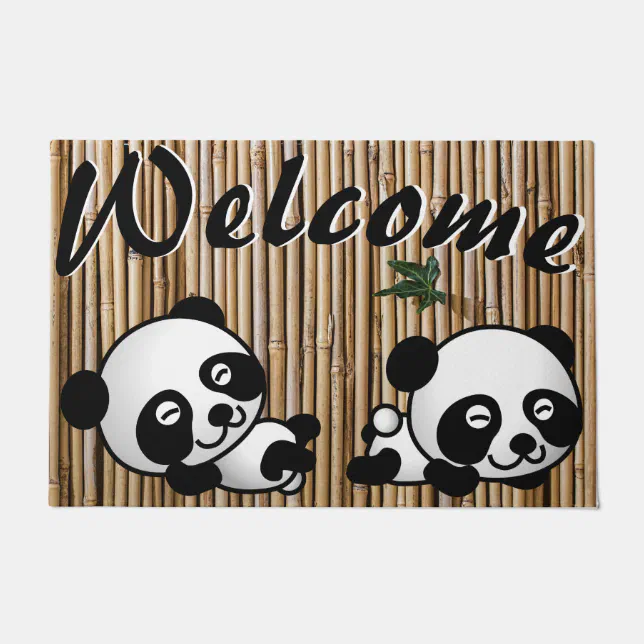 Panda Bamboo Welcome Mat | Zazzle