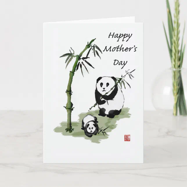 Panda Bear and baby, Happy Mother's Day. Card | Zazzle