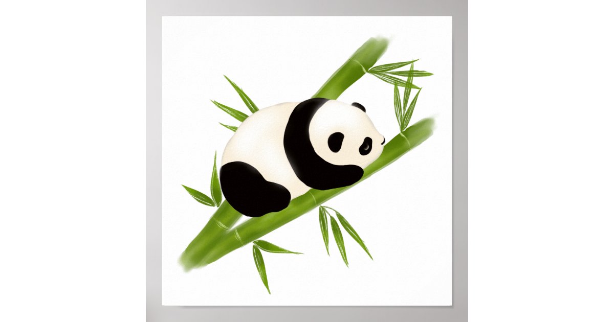 Panda Bear Bamboo Trees Poster Print | Zazzle