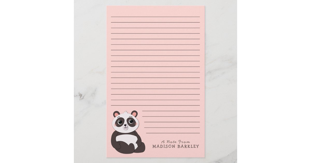 Panda Bear Cute Kid's Stationery | Zazzle