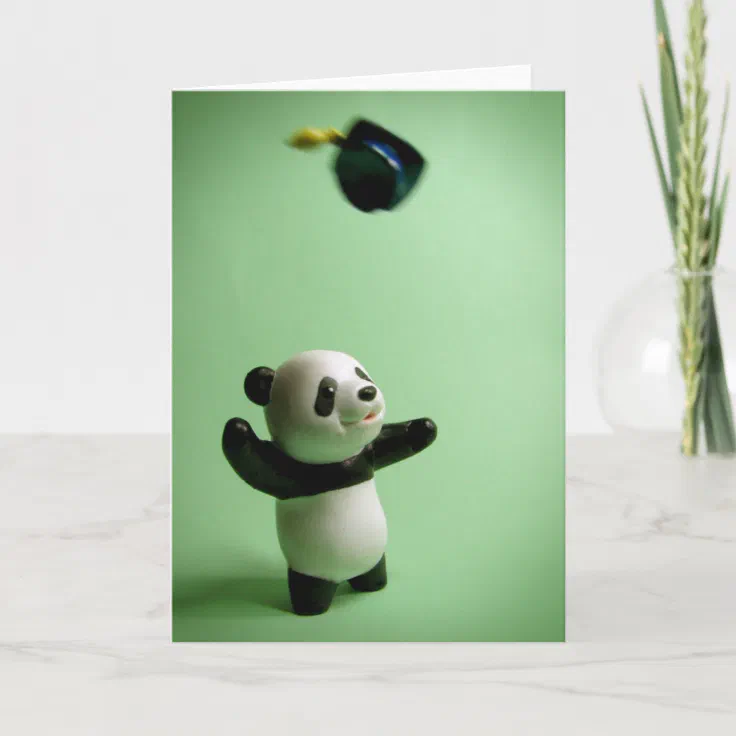 Panda Bear Graduation Cap Throw Card | Zazzle