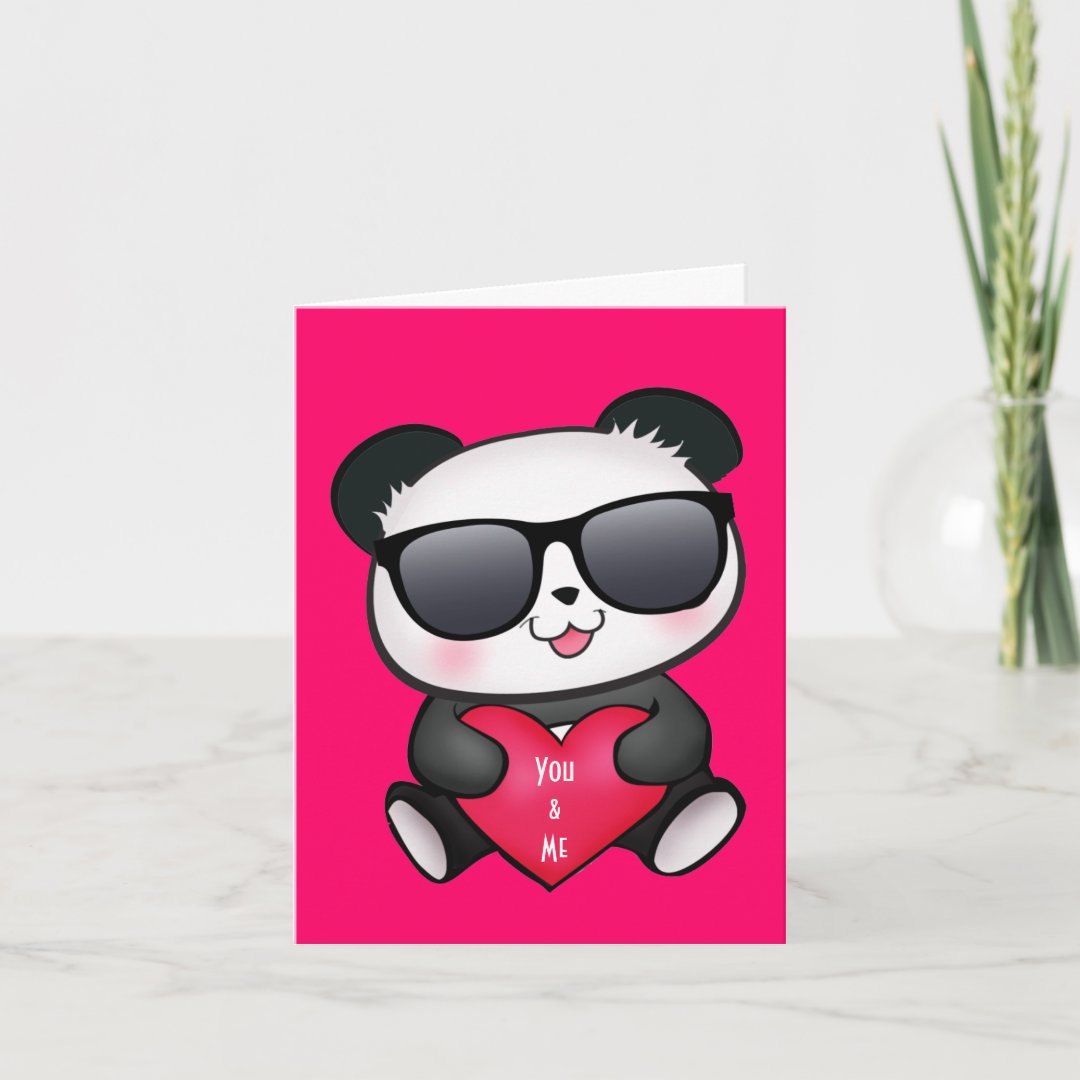 Panda Bear Valentine's Day Card Personalize Heart | Zazzle