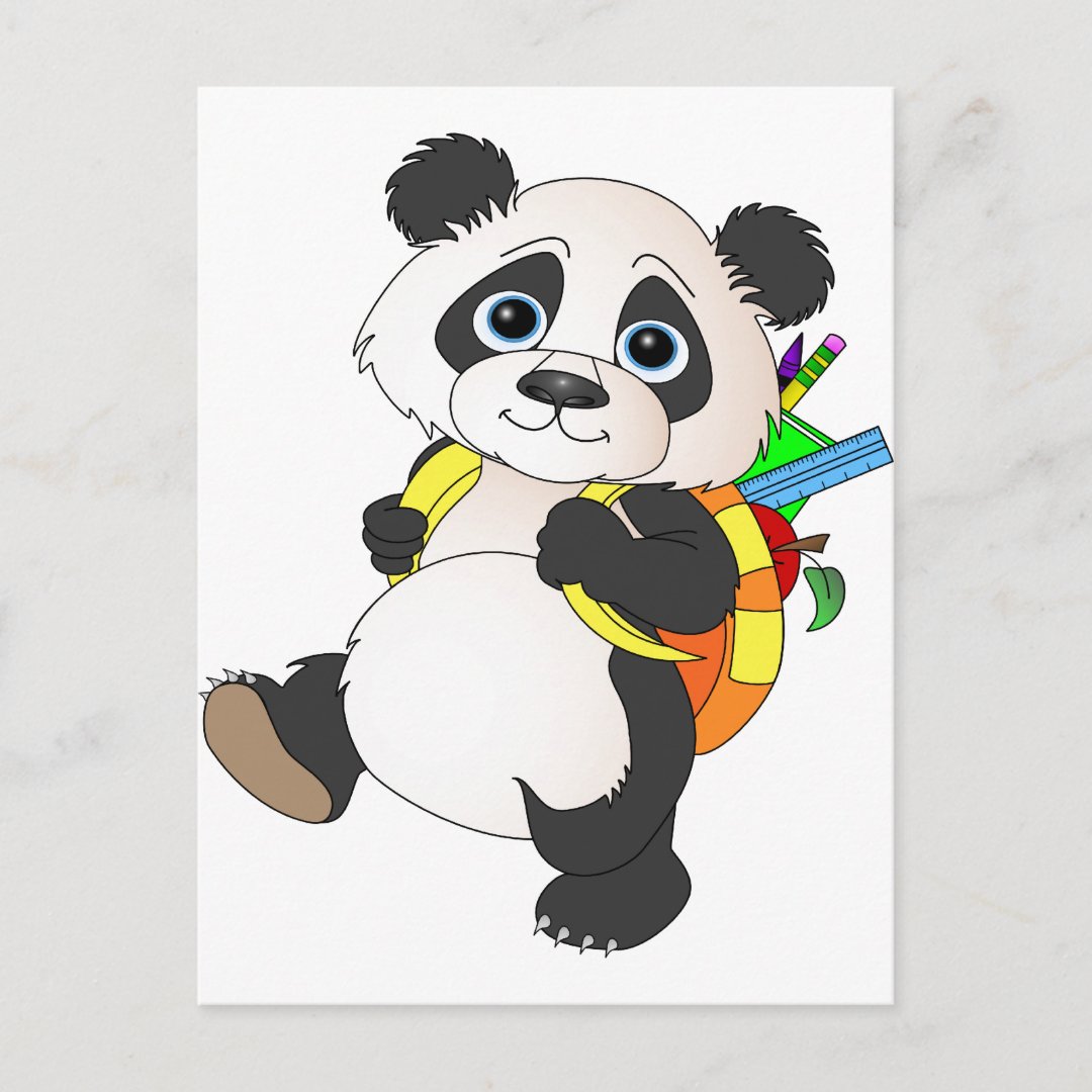 Panda Bear with backpack Postcard | Zazzle