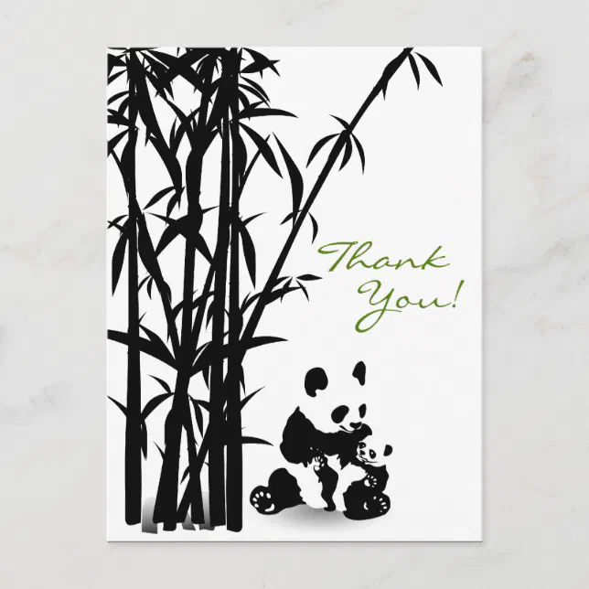 Panda Bears and Bamboo Thank You Postcard | Zazzle