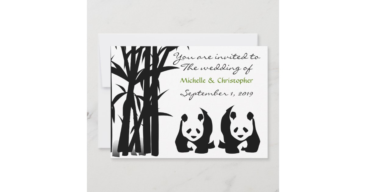 Panda Bears and Bamboo Wedding Invitation | Zazzle