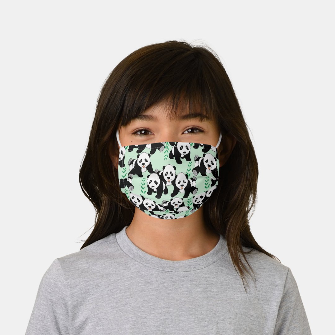 Panda Bears Graphic Kids' Cloth Face Mask | Zazzle