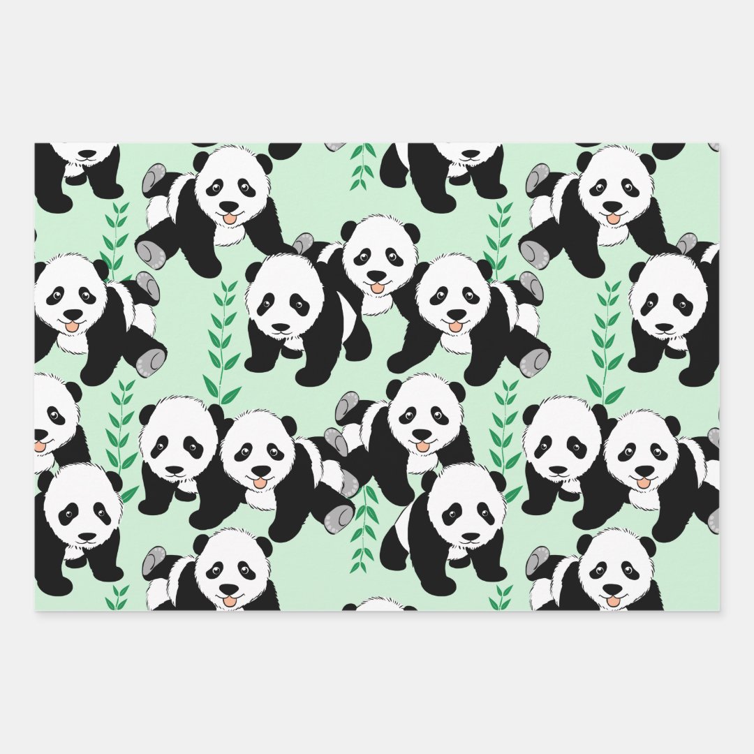 Panda Bears Graphic Wrapping Paper Sheets | Zazzle