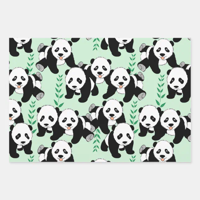 Panda Bears Graphic Wrapping Paper Sheets | Zazzle