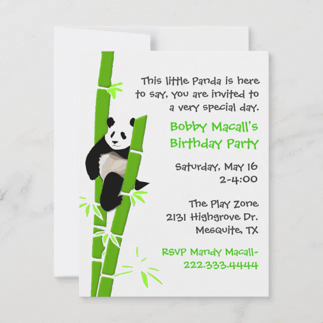 Panda Birthday Invitation | Zazzle