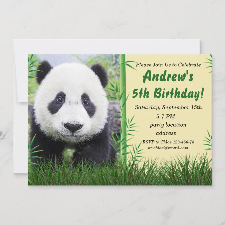 Panda birthday invitation | Zazzle