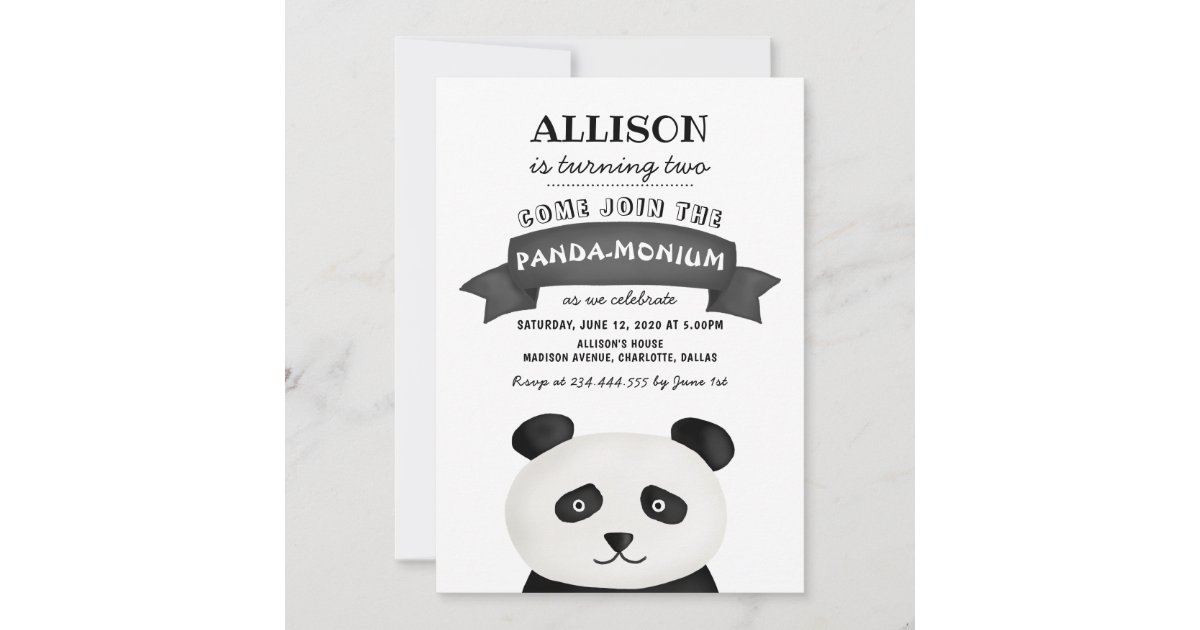 Panda Birthday Party Invitation | Zazzle