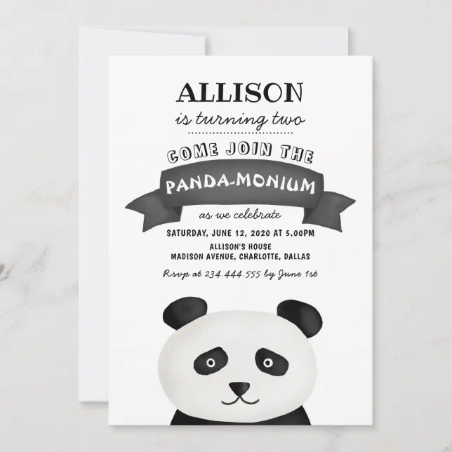 Panda Birthday Party Invitation | Zazzle