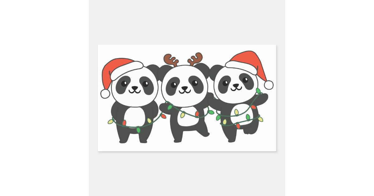 Panda Christmas Christmas Animals Cute Pandas Squa Rectangular Sticker ...