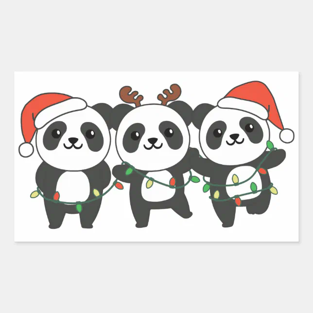Panda Christmas Christmas Animals Cute Pandas Squa Rectangular Sticker ...