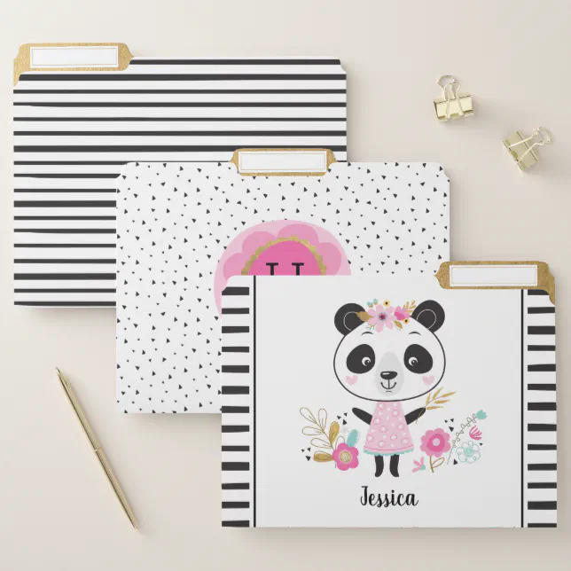 Panda Cute Pink Girly File Folder | Zazzle