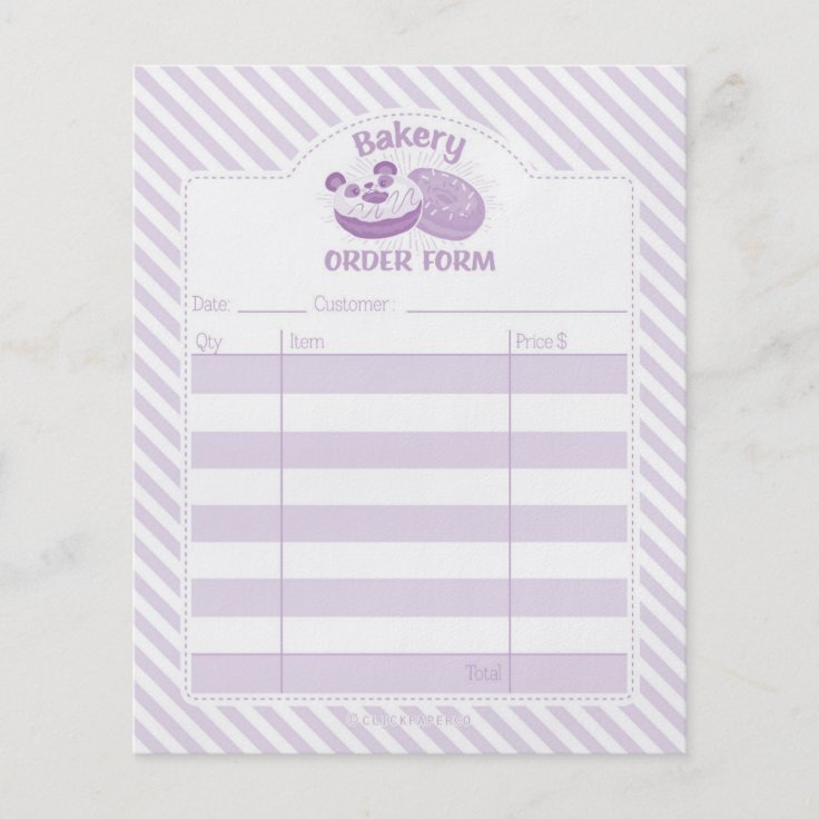 Panda Donut Bakery Order Form Flyer | Zazzle