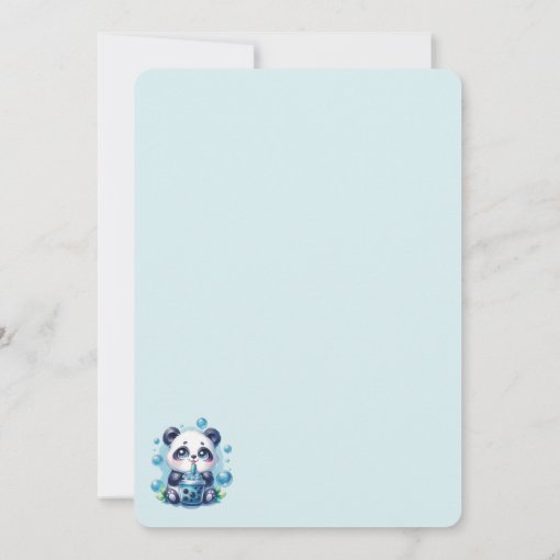 Panda Drinking Blue Boba Bubble Tea Birthday Party Invitation | Zazzle