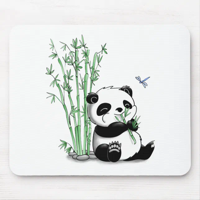 Panda Eating Bamboo Mouse Pad | Zazzle